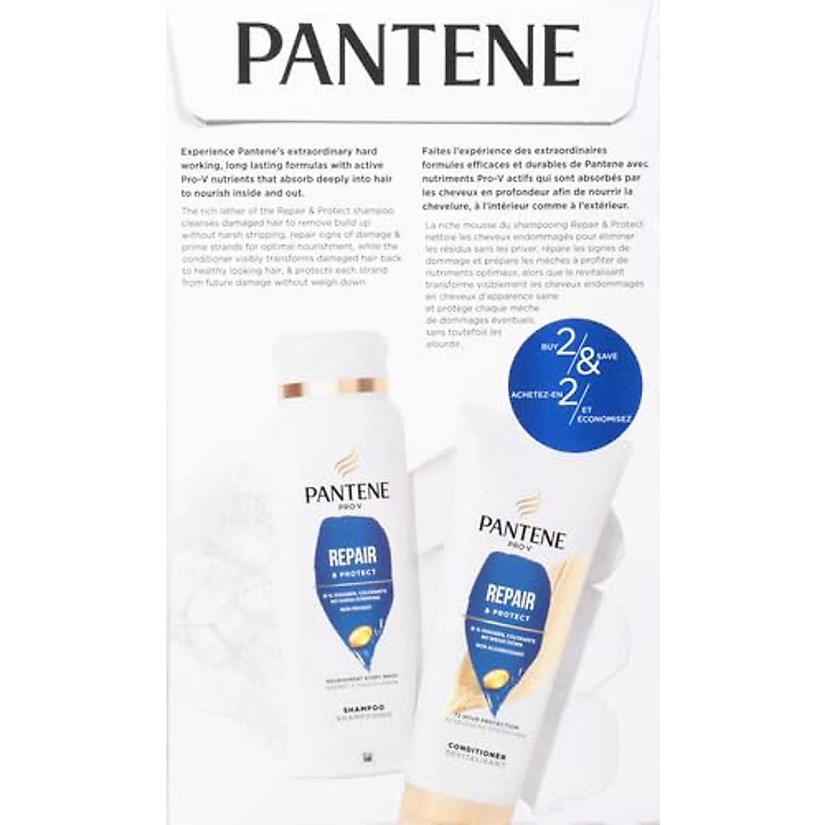 Pantene PRO-V Repair & Protect Shampoo, 12 oz + Conditioner, 10.4 oz