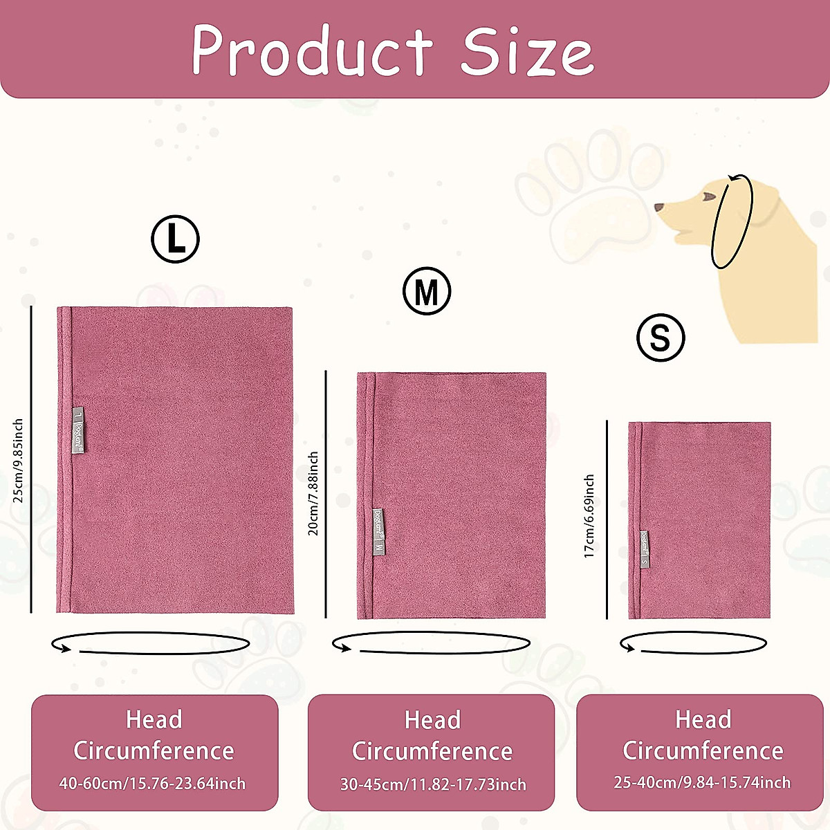 Sanwuta 3 Pcs 3 Size Dog Ear Cover Dog Calming Hoodie for Anxiety Relief, Pet Neck and Ears Warmer Dog Calming Hood for Grooming, Bath Drying and Noise Protection, Cats and Dogs Ear Protector, S/M/L