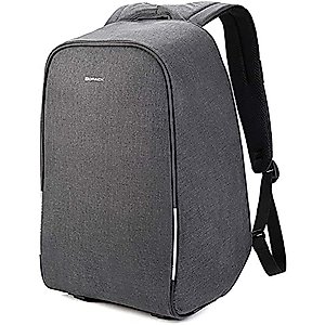 KOPACK Security Backpack, 15.6 Inch Laptop Backpack with Hidden Anti-Theft Zipper and USB Port, Stylish Waterproof Business College Travel Commuter Backpack, with Rain Cover-Grey Black Bag