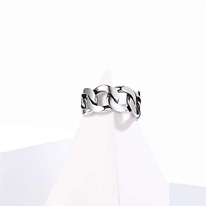 Silvora S925 Link Chain Open Ring, Sterling Silver Ring for Women Statement Engagement Enhancers Ring Engraving Customized Personalized (Send Gift Box)