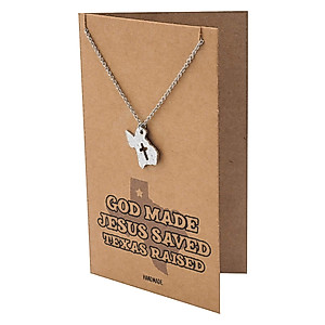 quan jewelry State Necklace, Lone Star Texas Pendant Charm, Texas Born Country Cross Inspirational Necklace - Handmade