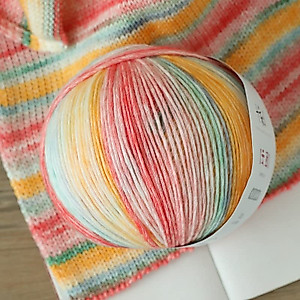 200g/Ball Wool Cotton Acryilc Yarn Gradient Rainbow Color Autumn Winter Sweater Scarf Hat Hand Knitting Crochet (Color : YT07)