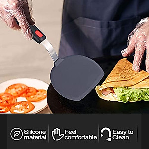 Tenta tenta kitchen Silicone Turner Wide Pancake Spatula Pizza Peel Kitchen Utensil Nonstick Cookware Safe Kitchen Flipper for Griddle Cooking and Baking- 600°F Heat-Resistant Rubber Egg Spatulas.