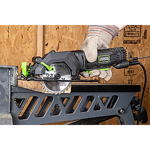 Genesis GCS445SE 4.0 Amp 4-1/2" Compact Circular Saw with 24T Carbide-Tipped Blade, Rip Guide, Vacuum Adapter, and Blade Wrench