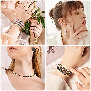 1900Pcs 7 Colors Round Letter Beads 4×7mm Acrylic Alphabet Beads with 1 Roll Elastic String for Bracelet Necklace Jewelry Making Supplies