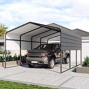 GarveeLife Metal Carport 13' x 16', Heavy Duty Canopy for Garage, Car Shelter with Galvanized Metal Roof, Reinforced Structure & Base, Car Shelter Shade with Metal Frame, Outdoor Garage for Cars Boat