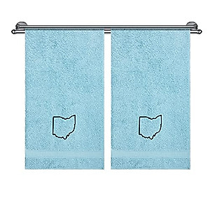 LA' HAM MAM FINE LIVING State Monogrammed Hand Towels, Bathroom Towels, Super Soft, Highly Absorbent, Turkish Towels, 100% Cotton 2 Piece Hand Towel Set, Ohio