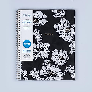 Blue Sky 2024 Weekly and Monthly Planner, January - December, 8.5" x 11", Clear Pocket Cover, Wirebound, Baccara Dark (110211-24)