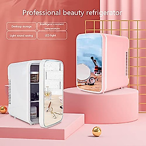 Mini Fridge Portable Cooler Warmer Skincare Fridge Compact Refrigerator Lightweight Beauty Fridge for Bedroom Office Car Boat Dorm Skincare,Pink