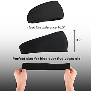 4 Pieces Kids Sports Headbands Athletic Sweatbands Headband Wicking Elastic Hairband for Girls and Boys Toddler Children (Black, Light Grey)