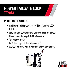 Pop & Lock PL8525 Power Tailgate Lock for Toyota Tacoma (Power Lock Add-on Kit)