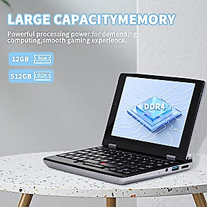 ZWYING 【Win 11/MS 2019office】 All Metal 7.0 inch Touch Screen Ultra-Light Mini Laptop High-Speed CPU J4105 12G RAM/512GB SSD High-Performance Notebook Computer (512GB SSD)