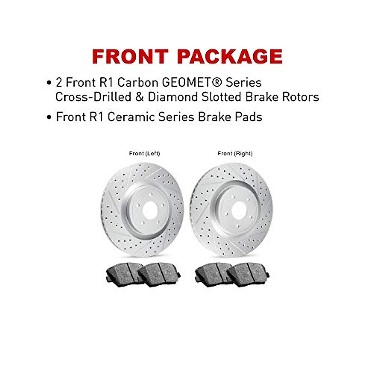R1 Concepts Front Brakes and Rotors Kit |Front Brake Pads| Brake Rotors and Pads| Ceramic Brake Pads and Rotors |fits 2008-2019 Pontiac Vibe, Scion xD, Toyota Corolla, Matrix