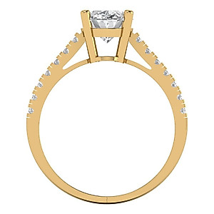 Clara Pucci 2.21 Carat Oval Cut Clear Simulated Diamond 14K Yellow Gold Solitaire with Accents Engagement Promise Bridal Ring Size 3.5