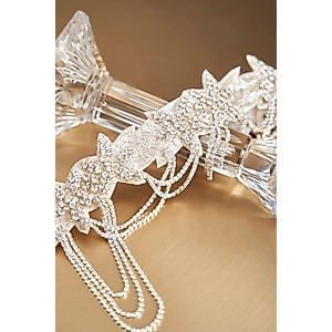 BABEYOND 1920s Flapper Headpiece Roaring 20s Headband Great Gatsby Headband Chain for Women Vintage Hair Accessory (White)