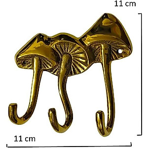 Brass Mushroom Wall Mount Hook Sculpture Unique A Excellent Item for Home | Office | Restaurant Decorations by Indiaart12