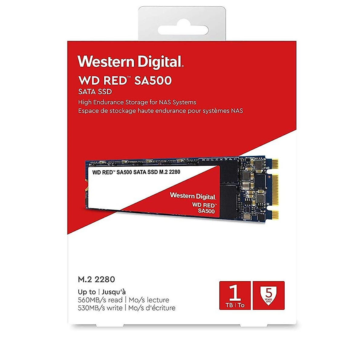 Western Digital 500GB WD Red SA500 NAS 3D NAND Internal SSD - SATA III 6 Gb/s, M.2 2280, Up to 560 MB/s - WDS500G1R0B