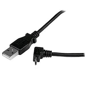 StarTech.com 2m Micro USB Cable Cord - A to Up Angle Micro B - Up Angled Micro USB Cable - 1x USB A (M), 1x USB Micro B (M) - Black (USBAUB2MU), 2m / 6 feet