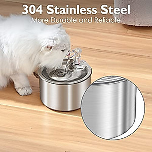 OASTRO Cat Water Fountain Stainless Steel, 68oz/2L Ultra Quiet Dog Water Bowl Indoor Pet Water Dispenser with Filters for Cats, Dogs, Multiple Pets
