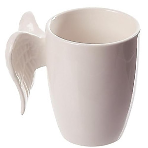 Puckator White Angel Wings Ceramic Shaped Handle Mug, Tea Coffee Hot Drinks, Decorative Gift Box, Home Kitchen Office Height 11cm Width 11.5cm Depth 8.5cm