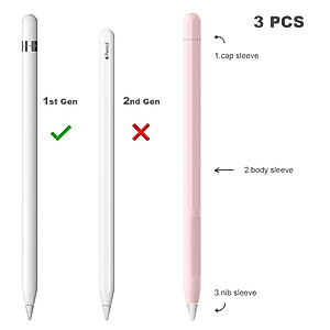 YINVA Case for Apple Pencil Apple Pencil Accessories Grip Holder for Apple Pencil 1st Generation Cover Sleeve for Apple Pencil with Protective Nib Cover for iPad Pencil(Pink)
