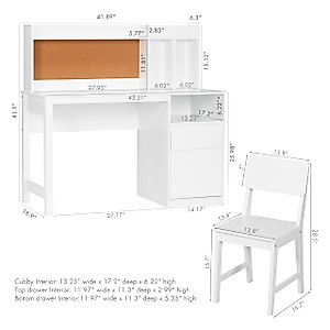 Spirich Kids Desk and Chair Sets, Kids Study Desk Set with Hutch and Storage, Children Wooden Study Table for 5-12 Years Old, Student Writing Desk Computer Workstation
