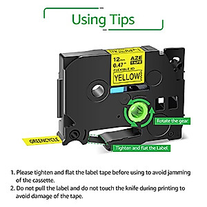 GREENCYCLE 4 Pack Compatible for Brother AZe-FX631 TZ-FX631 Black on Yellow Flexible ID Tape for Wire Cable 1/2 inch x 26.2 ft 12mm x 8m Work with Ptouch PT-P750W PT-P700 PT-D210 PT-D600 Label Maker