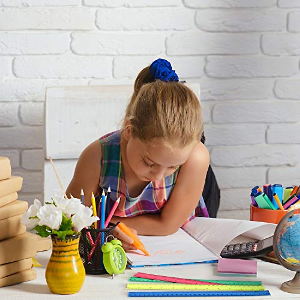 20 Pack Plastic Ruler 12 Inch Straight Ruler with Inches and Metric Bulk Rulers for School Classroom, Home, or Office (Colorful)