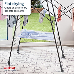 Minky Homecare Premium SureGrip Multidryer Indoor and Outdoor Clothes Drying Rack, Lightly Textured Non Slip Rungs, 82 Ft. of Drying Space, Gunmetal Gray