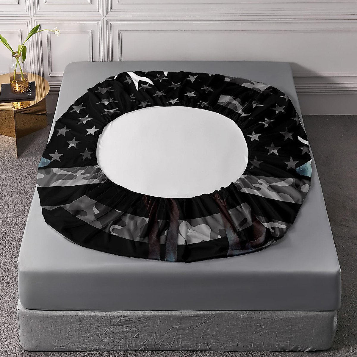 Axolotl American Flag Sheet Set Queen,Deer Hunting Camo Bedding,Hunter Bedding Set American Flag Fitted Sheet,Deer Fitted Sheet Set for Boys Teens Kids Man,1 Flat Sheet 1 Fitted Sheet 2 Pillow Cases