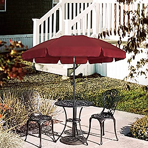 AMMSUN Patio Umbrella 6.5 ft Market Table Umbrella Tilt Steel Pole UPF50+ Protection,Great for Outdoor Garden Backyard (Maroon)