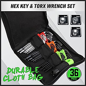 SWANLAKE Allen Wrench Set, Hex Key Set Long Arm Ball End Hex Wrench Set, Inch/Metric/Torx T Handle Allen Wrench Set