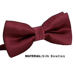 WELROG Mens Classic Pre-Tied Bow Ties Adjustable Silk Formal Tuxedo Wedding Bowtie (Wine Red)