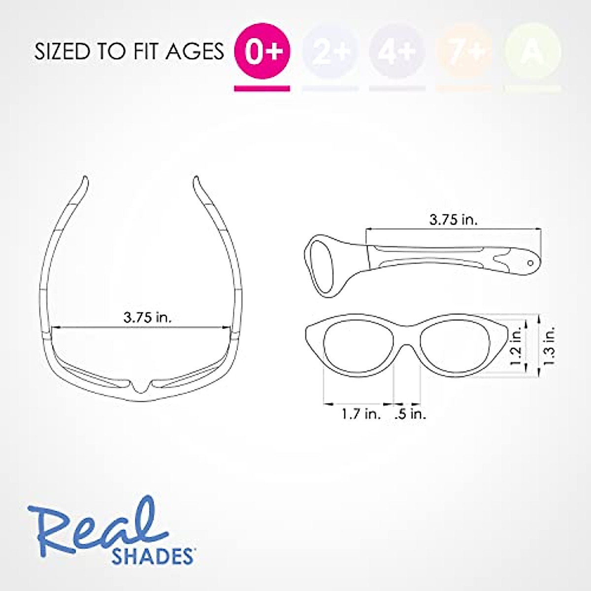 REAL SHADES Unbreakable Kids Sunglasses - 100% UV Protection and Shatterproof Lens with Adjustable Strap for Boys and Girls, Cherry Pink/Lime Green, Baby 0+