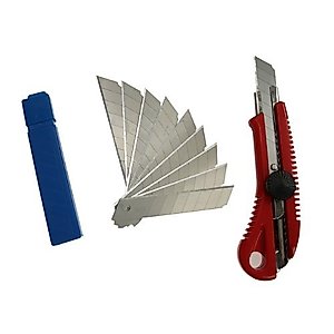 SDI-5421 Snap-off Utility Knife with 12 Set of Sk2+cr Blades, 18mm Heavy Duty Cutter