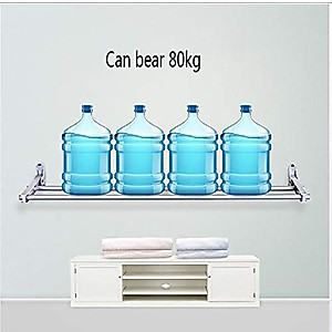 LXLTL Retractable Clothes Airer, Patio Horse Towel Folding Clothes Pole Outdoor Push and Pull Drying Racks Punch Bathroom Clothes Drying Racks 100Cm