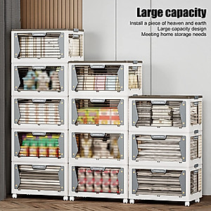 VINGVO Storage Case, PP Large Capacity Storage Bin Foldable 5 Access Fine Workmanship Modern Stackable for Trunk (1 Layer)
