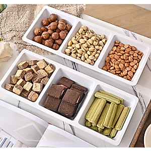 Blue Boat 15" x 6" Melamine Rectangular 3 Compartment Serving Platter Set of 3