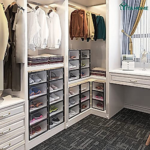 YITAHOME XL Shoe Storage Box, Set of 18 Shoe Storage Organizers Stackable Shoe Storage Box Rack Containers Drawers - X-Large Size