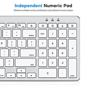 OMOTON Wired Keyboard Compatible with Mac, with Dual Interface (USB and Type-C), Numeric Keypad Compatible with MacBook Pro/Air, iMac, Mac Mini/Pro Laptop, Silver
