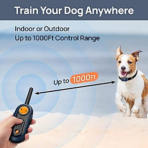 Bousnic Dog Shock Collar with Remote - Electric Training Collar for Large Medium Small Dogs (8-120lbs) Waterproof Rechargeable with Beep Vibration Safe Shock and 1000FT Control Range