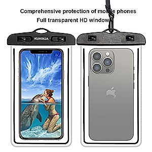 2-Pack Waterproof Phone Pouch, Universal Waterproof Phone Case, IPX8 Dry Bag Underwater with Lanyard for iPhone 13 12 11 Pro Max Samsung S21 S10 etc. up to 7.5 inch (Fluorescent Black)