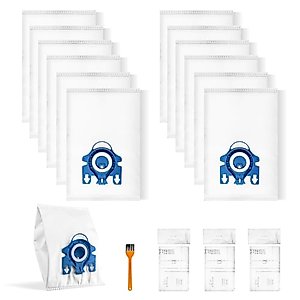CTIOAOS 12Pcs 3D Dust Bags Replacement for Miele GN Vacuum Bags, Compatible with Miele Complete C1, C2, C3, Classic C1, S8, S5, S2, S400i, S600 with 3 MP Filters & 3 AC Filters