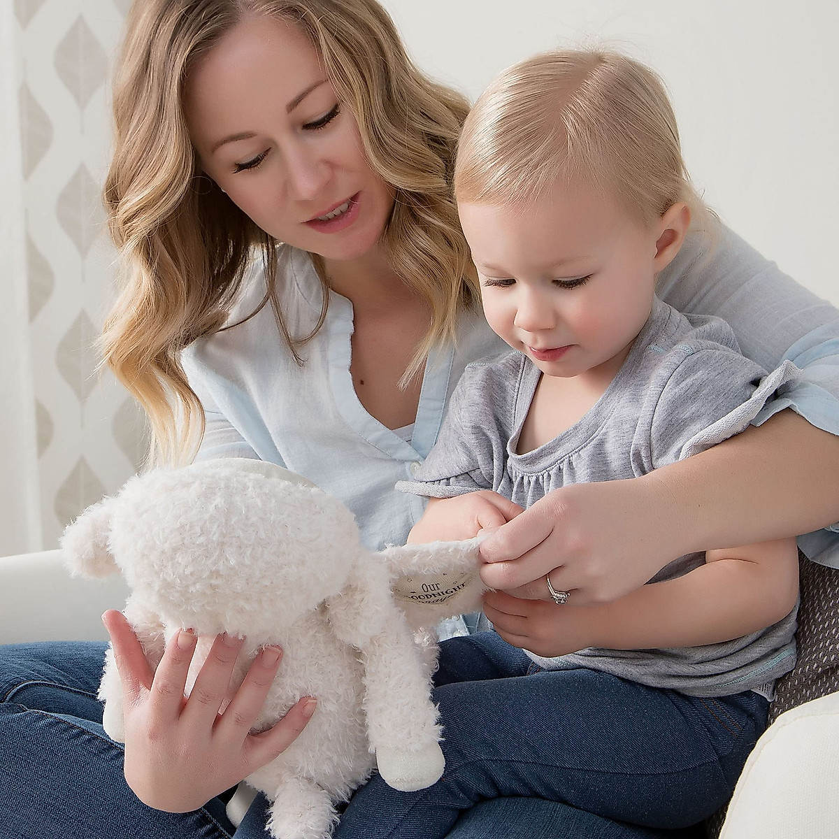 DEMDACO Goodnight Prayer Lamb Fuzzy White 11 Inch Plush Figure