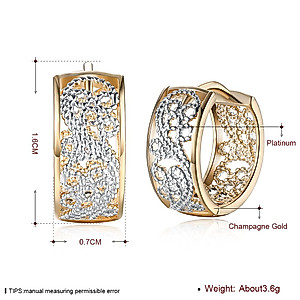 Dainty 14K Gold Silver Plated Two Tone Wide Filigree Hoop Earrings for Womens Sensitive Ears Fashion Boho Texture Flower Chic Chunky Huggie Hoops Hypoallergenic Vintage Trendy Jewelry Gifts Best Friend Mom Daughter Christmas Birthday