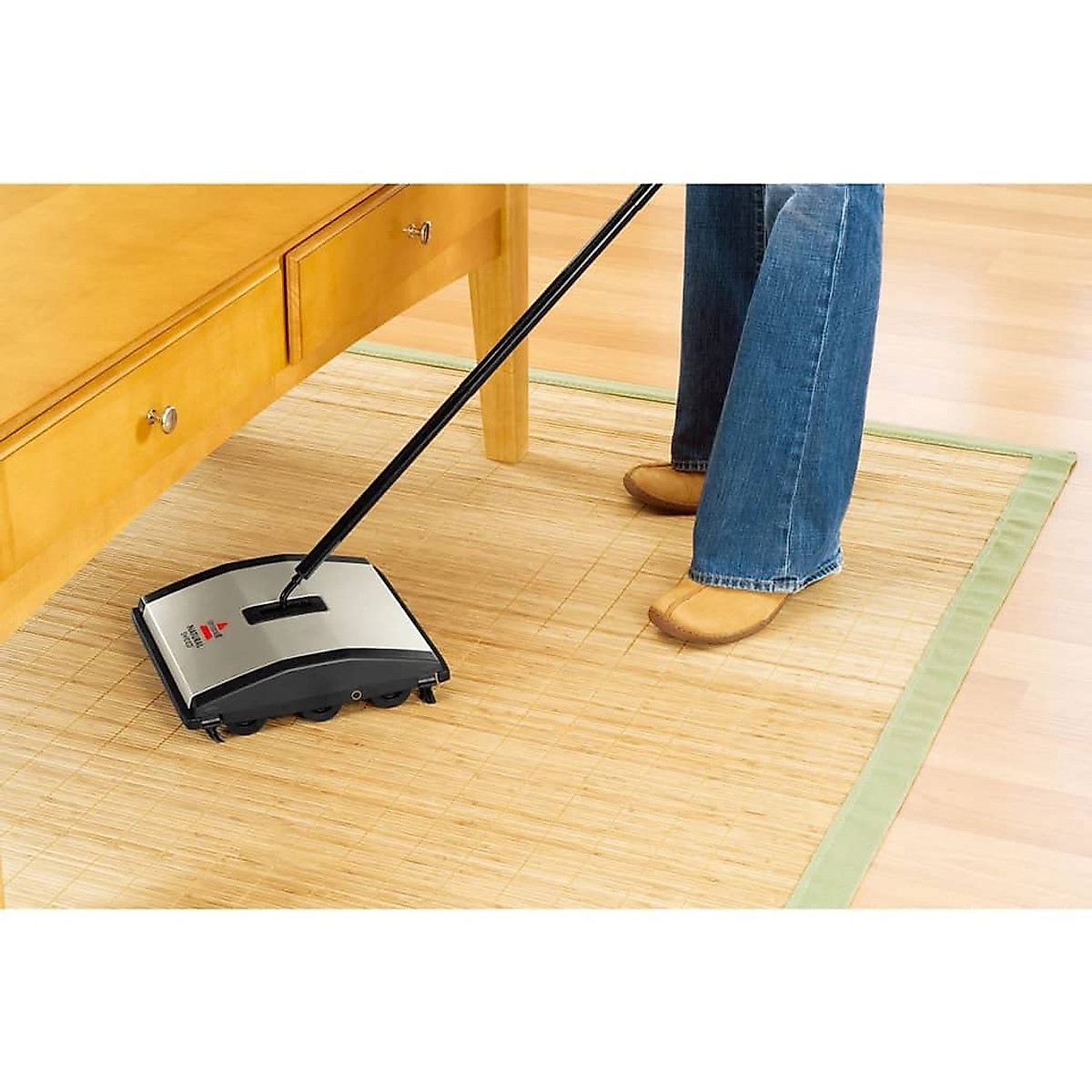 Bissell Natural Sweep Carpet and Floor Sweeper with Dual Rotating System and 2 Corner Edge Brushes, 92N0A, Silver