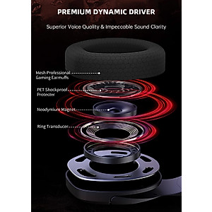 KAPEYDESI Wireless Gaming Headset, 2.4GHz USB Gaming Headphones for PC, PS4, PS5, Mac with Bluetooth 5.2, 40H Battery Life, Detachable Microphone, 3.5mm Wired Jack for Xbox Series (Black Red)