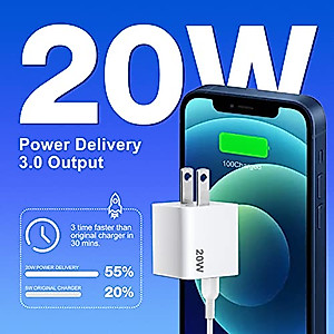20W USB C Charger PD Fast Charger Block USB-C Wall Charger Power Adapter Compatible with iPhone 13/13 Pro Max/iPhone 14/12 Pro Max/SE/11,Pixel,Galaxy S21/S20/Note 10, iPad Mini/Pro Type c Fast Charger