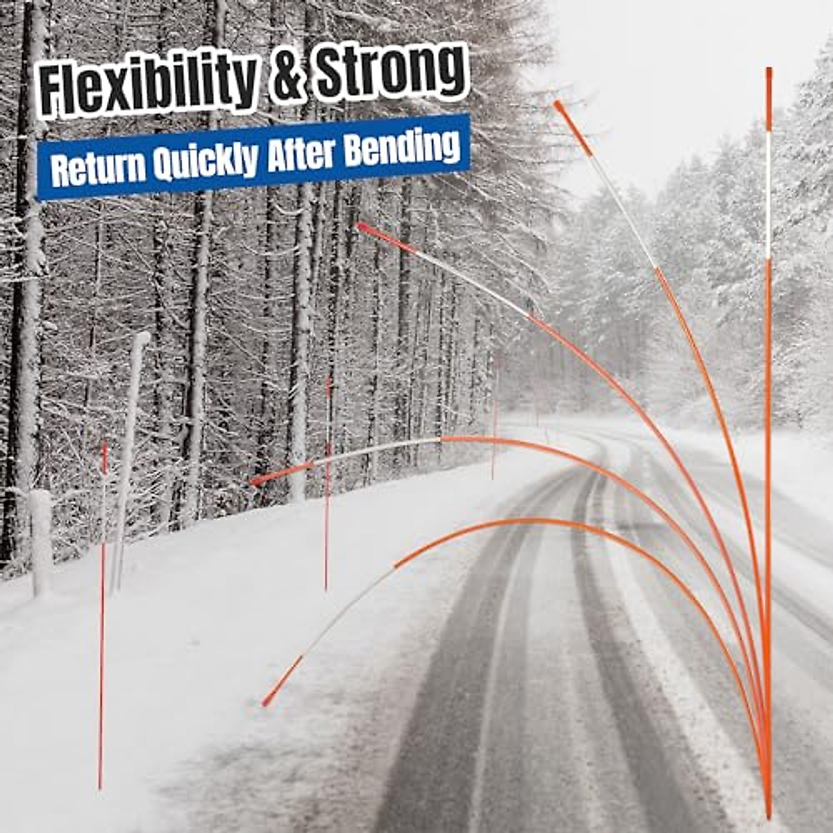 BTSD-home 25 Pack Driveway Markers Fiberglass 48 Inch Snow Stakes with Reflective Tape