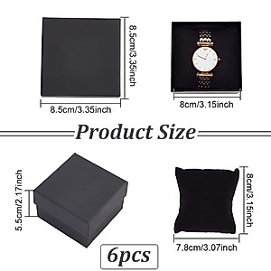 BENECREAT 6 Pack Kraft Square Cardboard Present Gift Boxes for Bangle Wrist Watch and Other Jewelry Set - 3.5x3.5x2 Inches